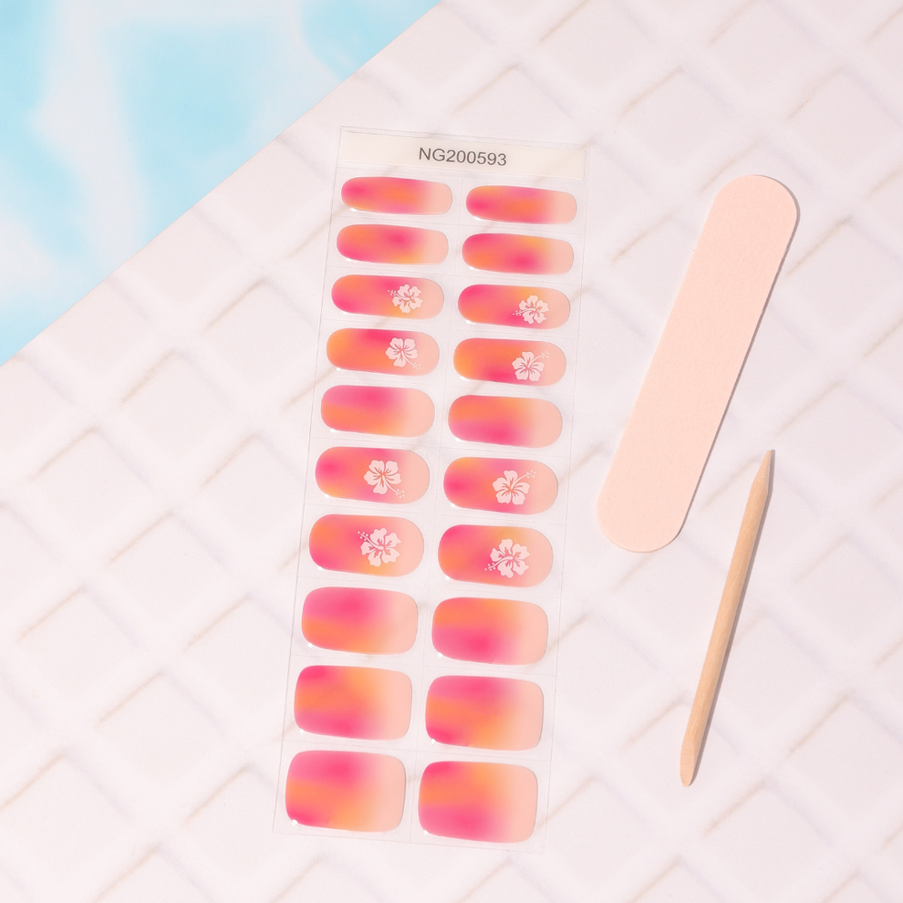 NEW Tropical Hibiscus Ombre DIY Semicured Gel Nail Sticker Kit – Gellae